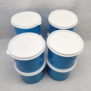 Tupperware | Kitchen | Tupperware Canisters 8pc Set Blue Base Liquid ...